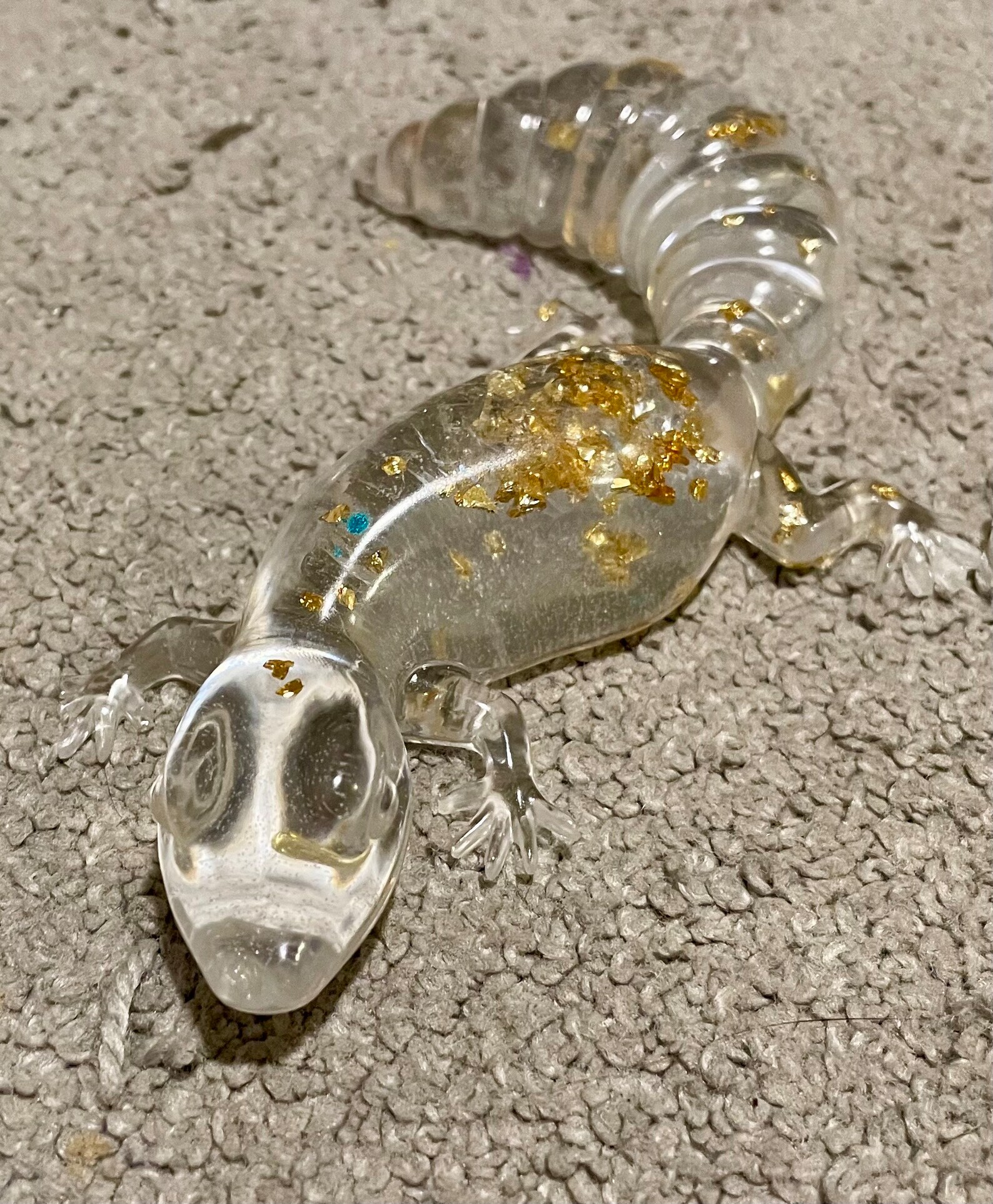 Decorative Lizard Clear With Gold Flakes - Etsy