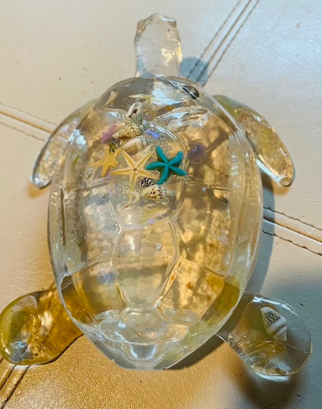 Clear Resin Turtle With Seashells and Starfish - Etsy