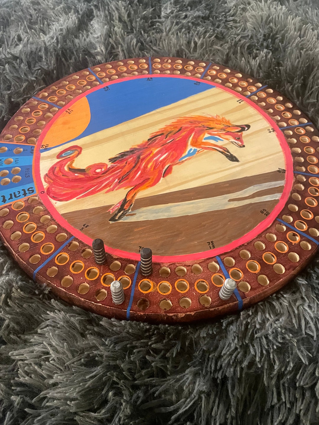 18" Red Fox Cribbage Board - Etsy
