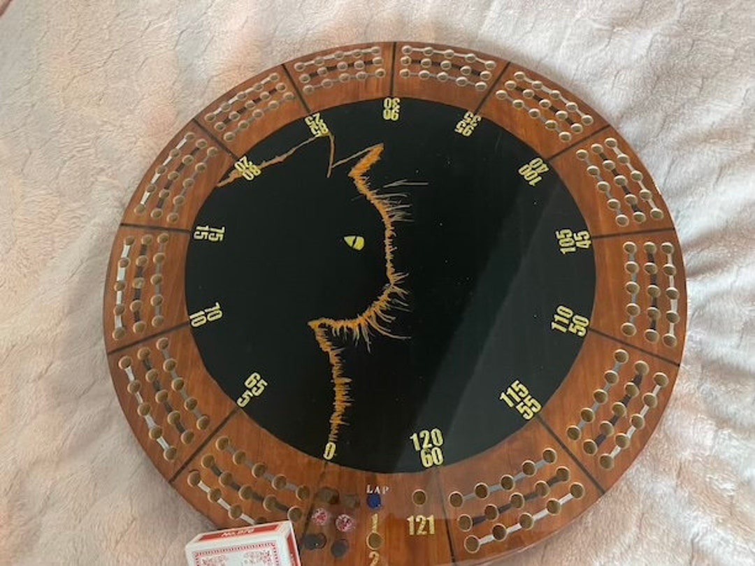 Black Cat Cribbage Board - Etsy
