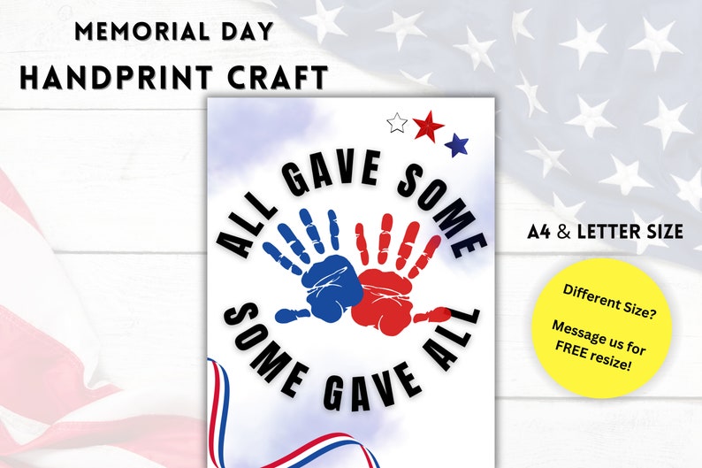 Memorial Day Handprint Art Bundle USA Handprint Craft for Child Kid ...