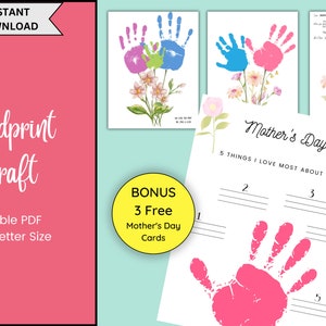 HANDPRINT CRAFTS for Mothers Day Printable Activity Handprint Keepsakes ...