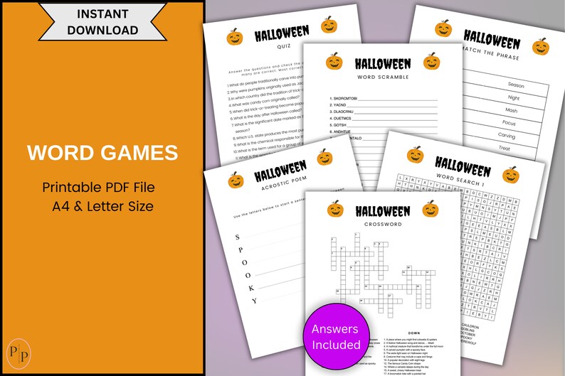 Halloween Activity Printable for Kids, Halloween Party Games, Printable ...