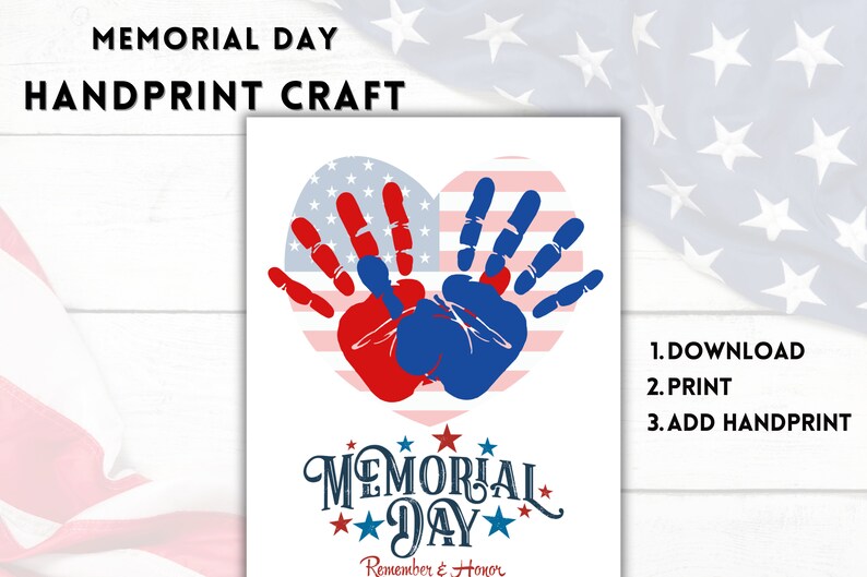 Memorial Day Handprint Art Bundle USA Handprint Craft for Child Kid ...
