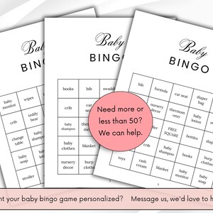 50 Prefilled BINGO Cards, Baby Shower Game, Minimalist Baby Bingo ...