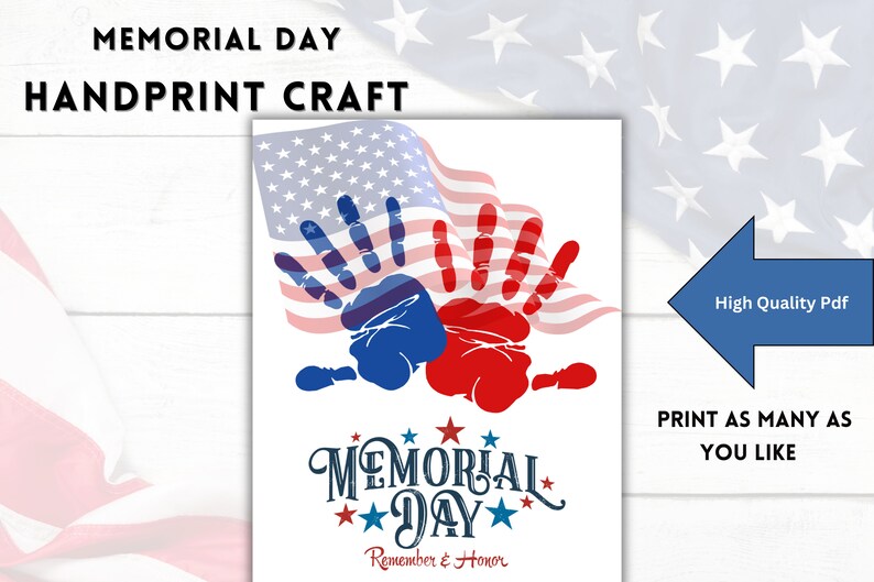 Memorial Day Handprint Art Bundle USA Handprint Craft for Child Kid ...