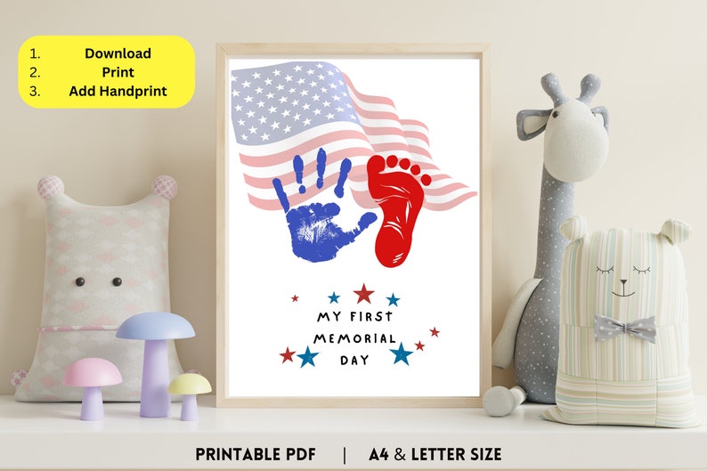 My FIRST Memorial Day Handprint Art USA Patriotic Handprint Craft for ...