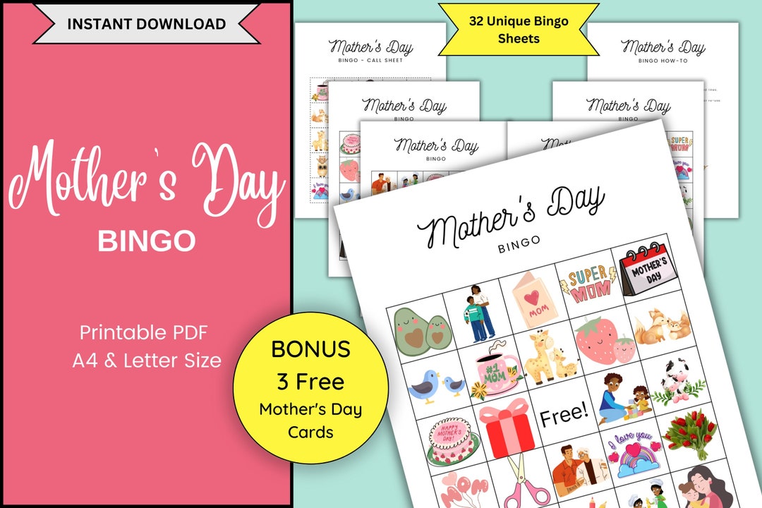 BINGO Mother's Day With FREE Cards for Mom Printable Game for Kids ...