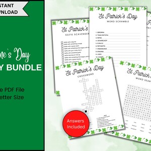 St Patrick's Day Printable Games St Patricks Game Bundle Kids Activity ...