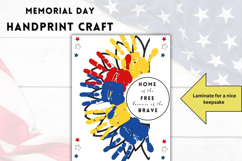 Memorial Day Handprint Art Bundle USA Handprint Craft for Child Kid ...