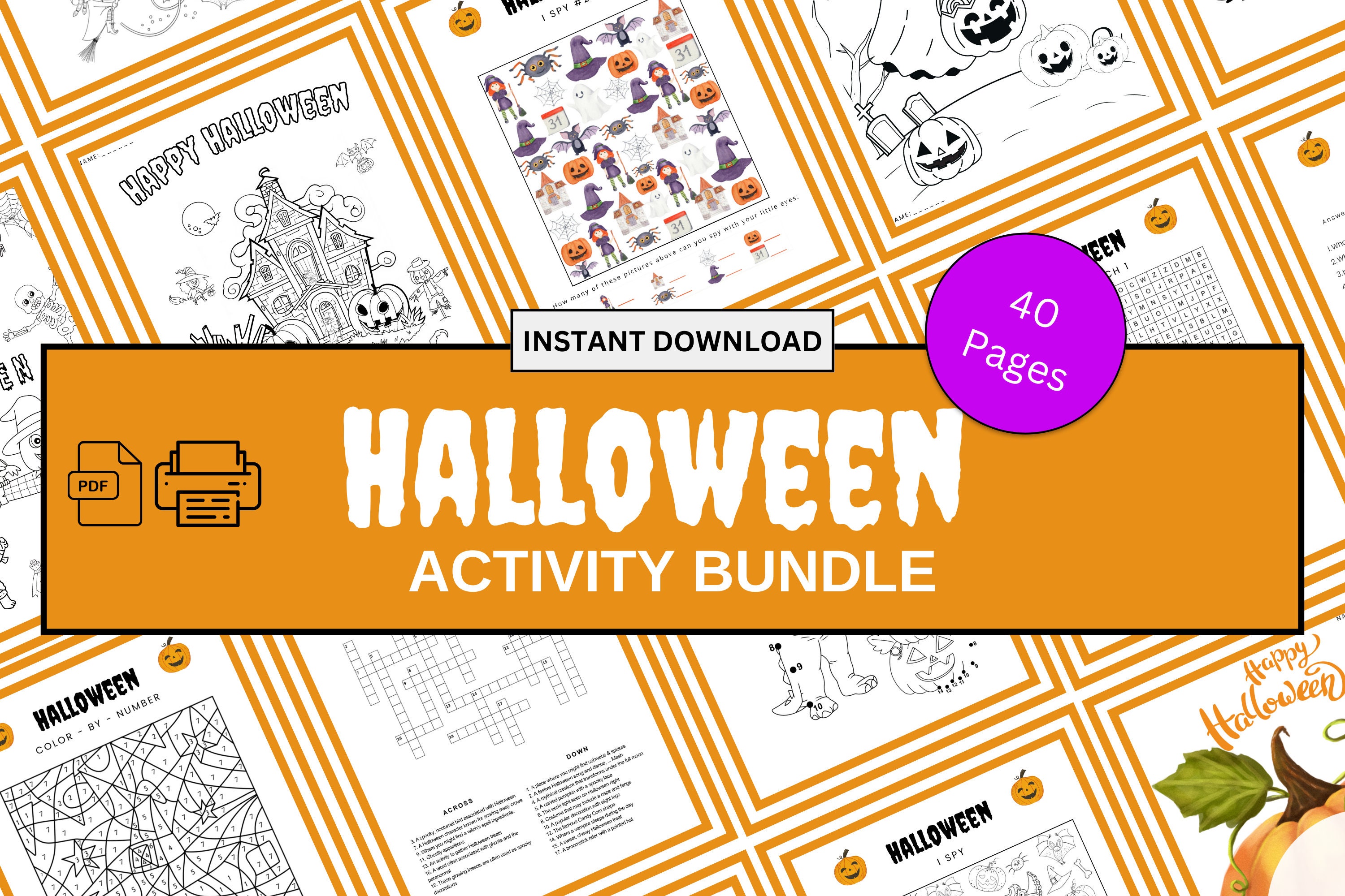 Halloween Activity Printable for Kids, Halloween Party Games, Printable ...