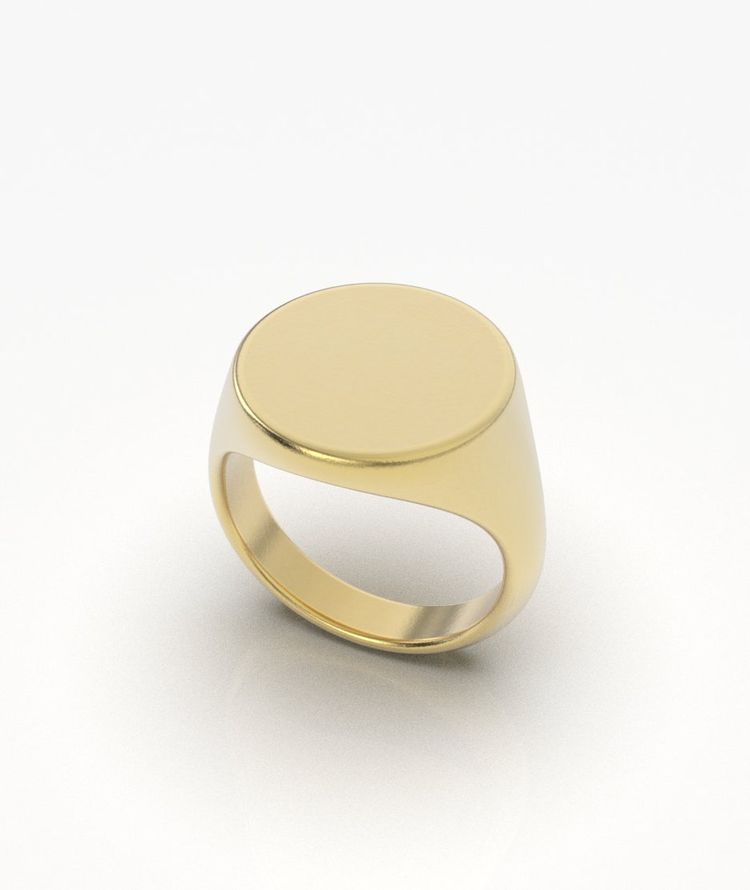 Gold Round Signet Ring 18mm - Etsy