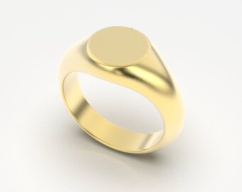 Gold Round Signet Ring 18mm - Etsy