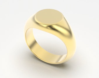 Gold Round Signet Ring 18mm - Etsy