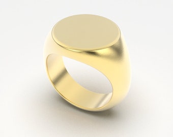 Gold Round Signet Ring 18mm - Etsy