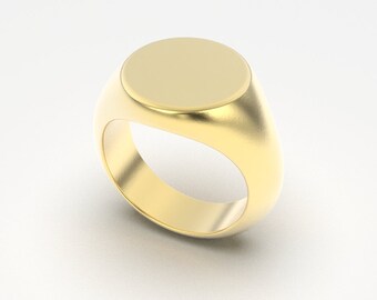 Gold Round Signet Ring 18mm - Etsy