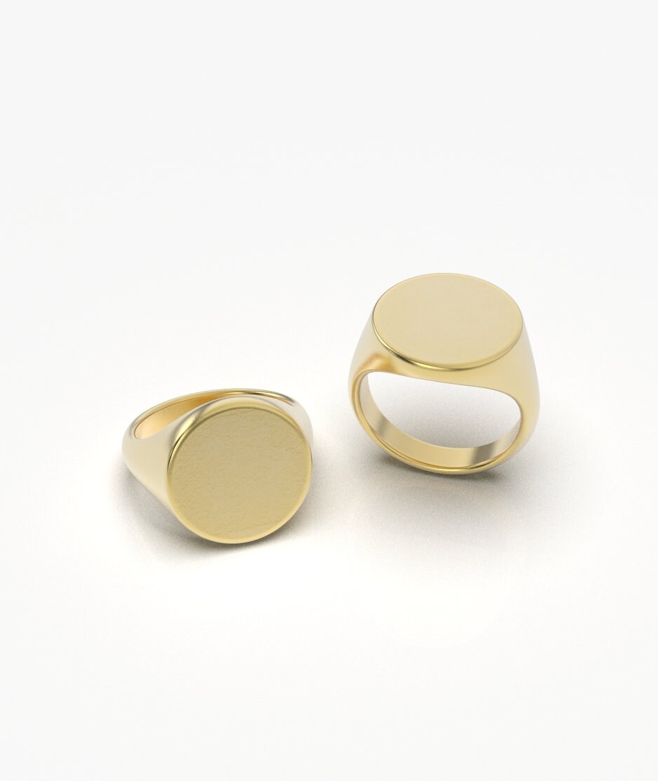Gold Round Signet Ring 18mm - Etsy