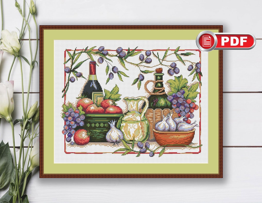 My Kitchen Cross Stitch Pattern, Vegetables Cross Stitch Pattern, Still ...