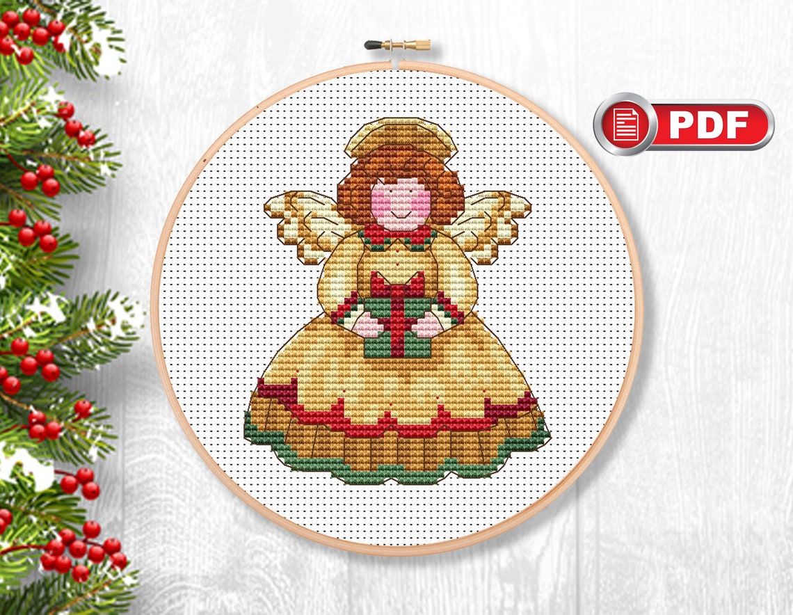 Christmas Angel Cross Stitch Patterns Merry Christmas Cross - Etsy