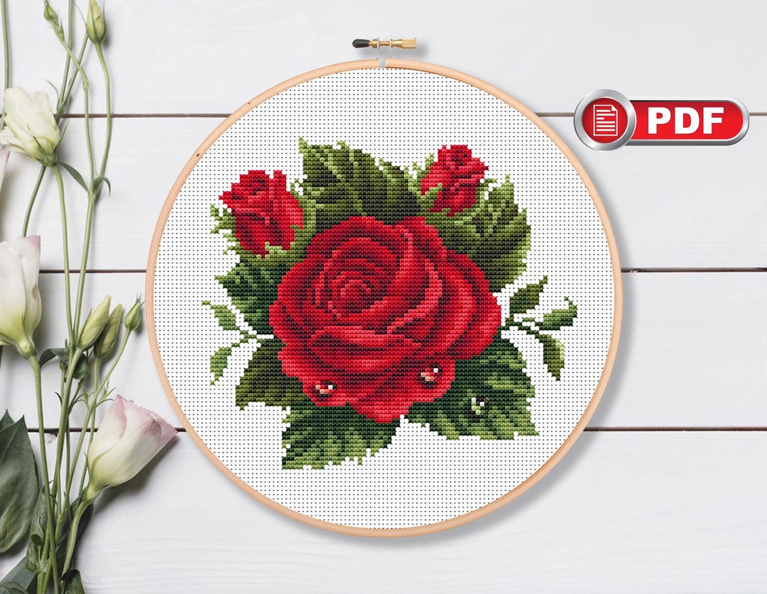 Vintage Roses Cross Stitch Pattern, Bouquet Cross Stitch Pattern ...