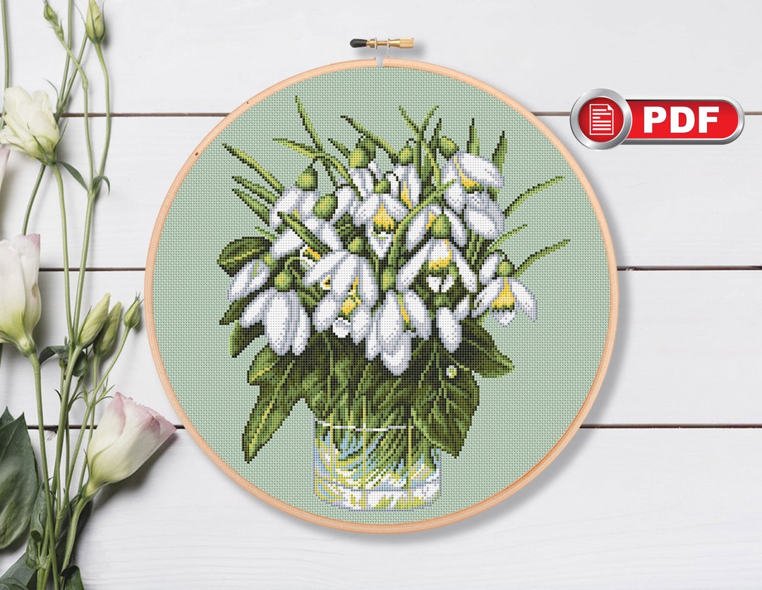 Snowdrops Cross Stitch Patterns, Summer Cross Stitch Pattern, Wildflowers Cross Stitch, Flowers ...