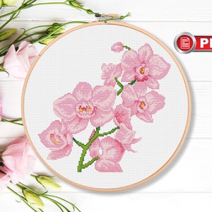 Pink Orchids Cross Stitch Pattern, Bouquet Cross Stitch Patterns, Flowers Cross Stitch Pattern ...