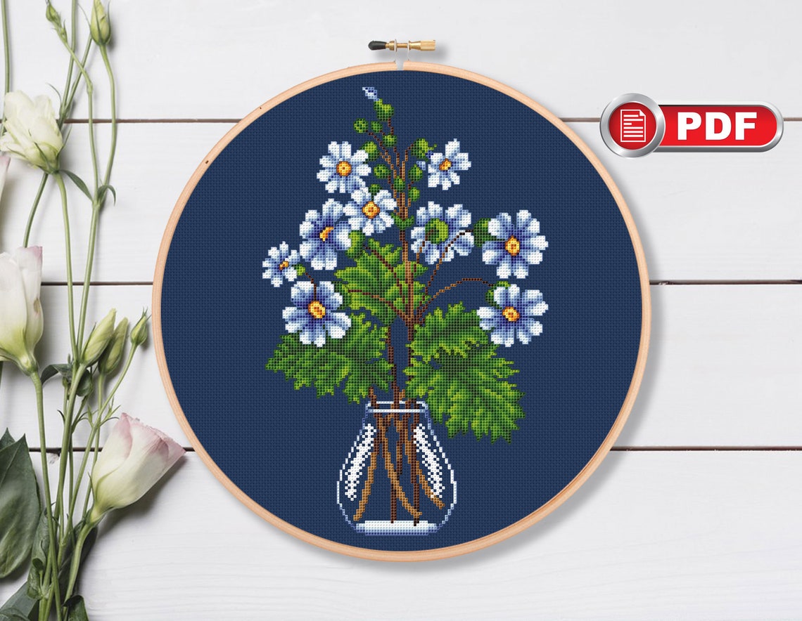 Forget-me-nots Cross Stitch Pattern Bouquet Cross Stitch - Etsy
