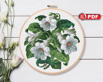 Summer Bouquet Cross Stitch Patterns, Peony Cross Stitch Patterns, Summer Cross Stitch Pattern ...