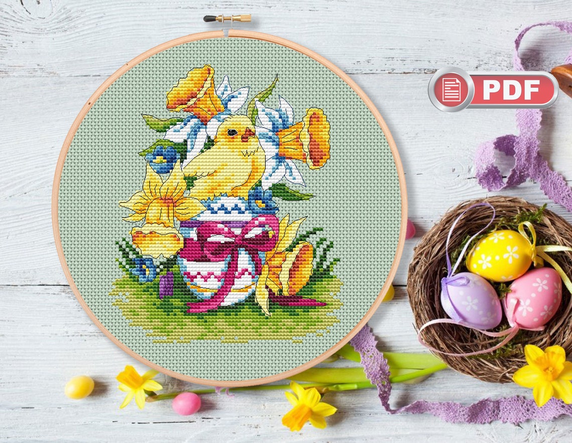 Happy Easter Cross Stitch Pattern, Easter Egg Cross Stitch, Easter ...