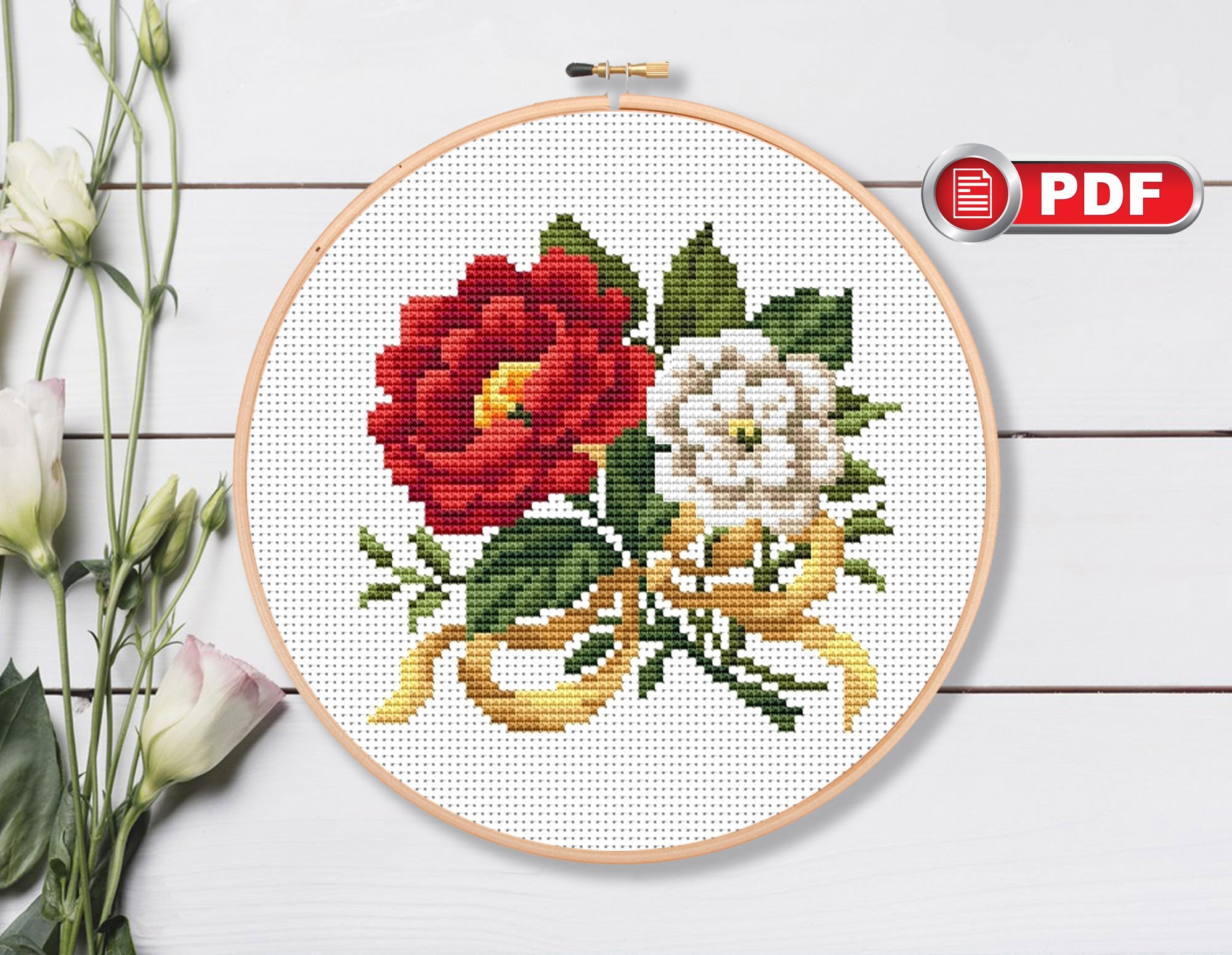 Set of 5 Vintage Flowers Cross Stitch Pattern, Bouquet Cross Stitch ...