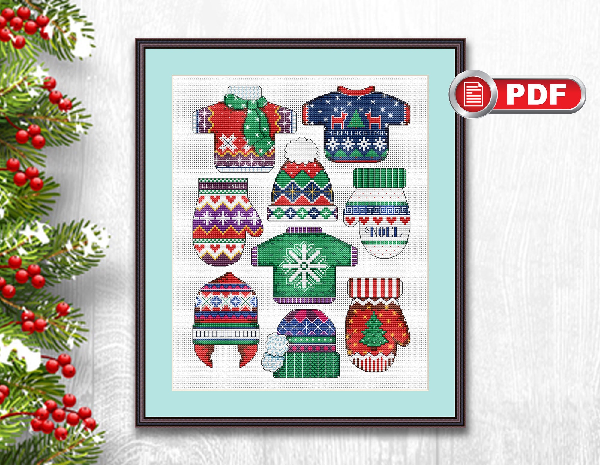 Christmas Set Cross Stitch Patterns, Merry Christmas Cross Stitch ...