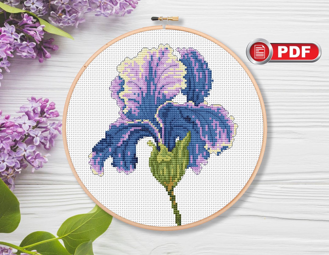 Iris Cross Stitch Pattern, Bouquet Cross Stitch Pattern, Summer Cross ...