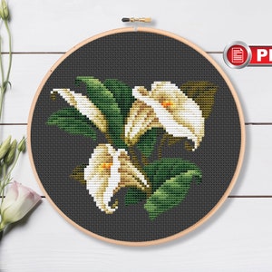 Vintage Calla Lily Cross Stitch Pattern, Bouquet Cross Stitch Pattern ...