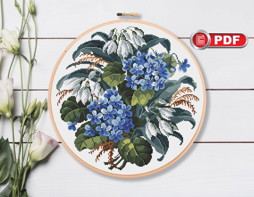 Hydrangea Cross Stitch Patterns, Snowdrops Cross Stitch Patterns ...