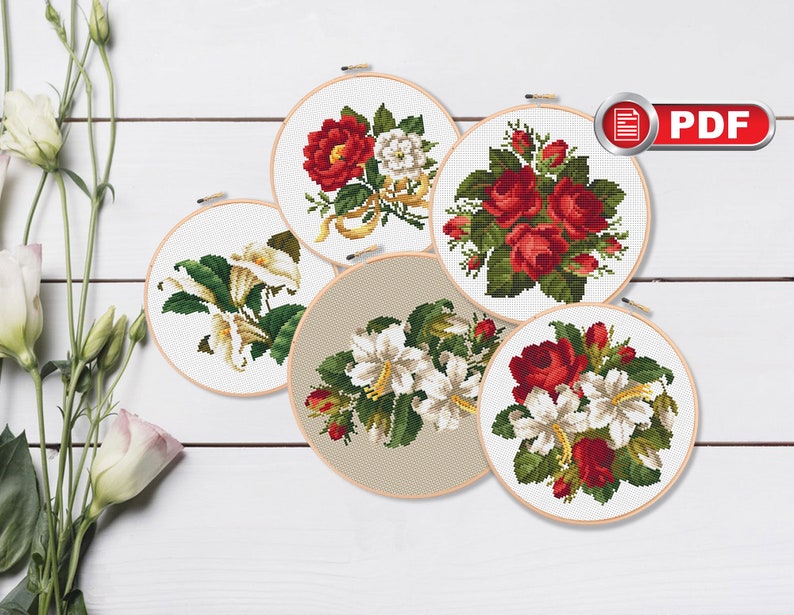 Vintage Roses Cross Stitch Pattern Bouquet Cross Stitch - Etsy