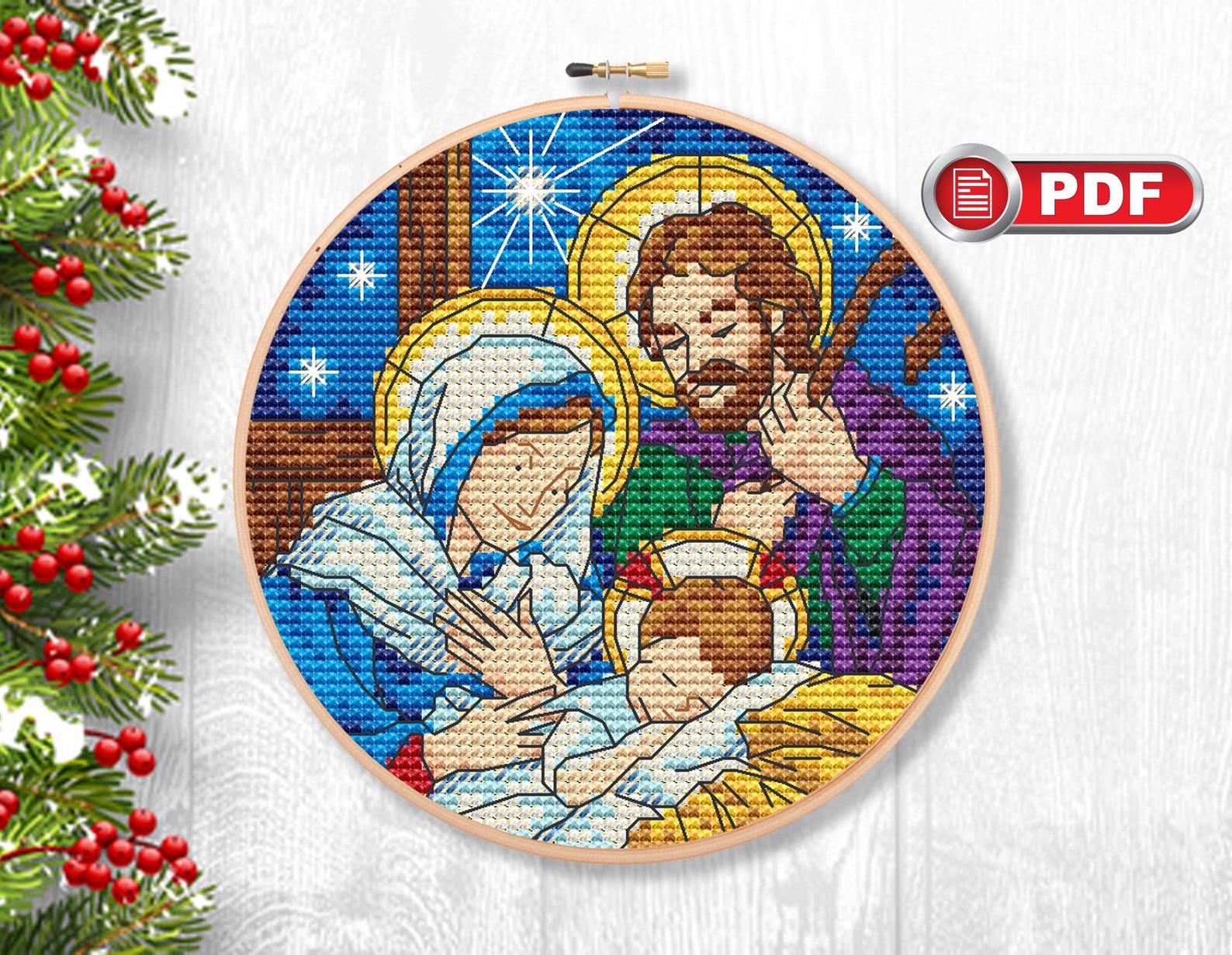 Nativity of Christ Cross Stitch Pattern, Holiday Cross Stitch Patterns ...
