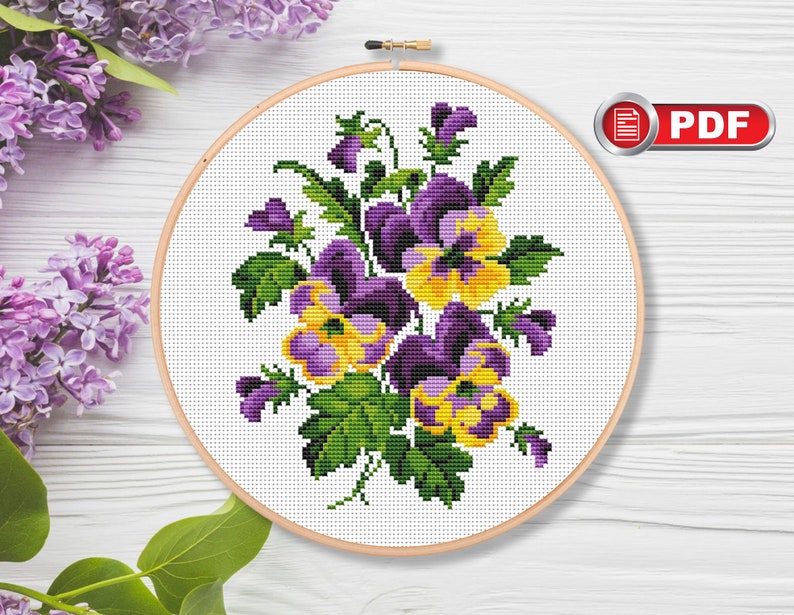 Vintage Pansy Cross Stitch Pattern Flowers Cross Stitch - Etsy
