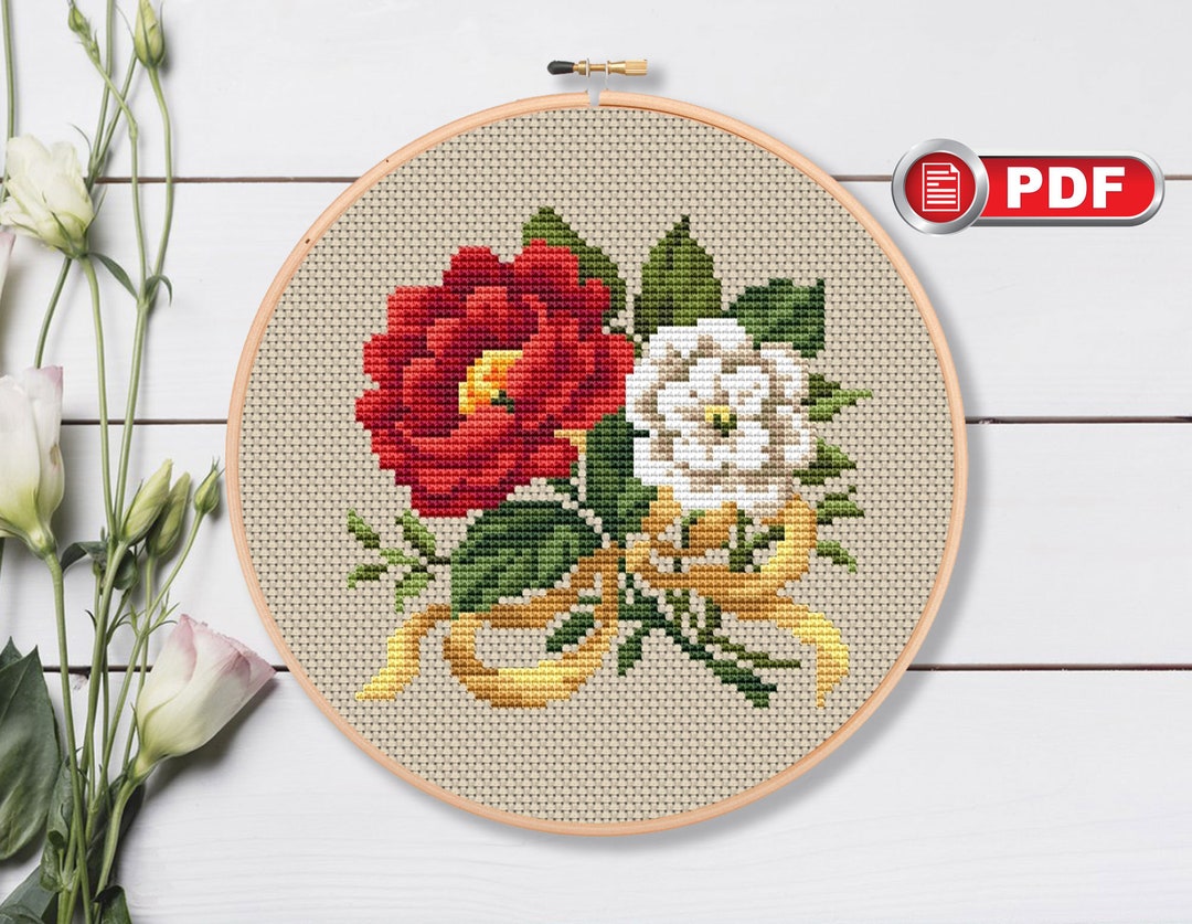 Vintage Roses Cross Stitch Pattern, Bouquet Cross Stitch Pattern, Flowers Cross Stitch Pattern ...