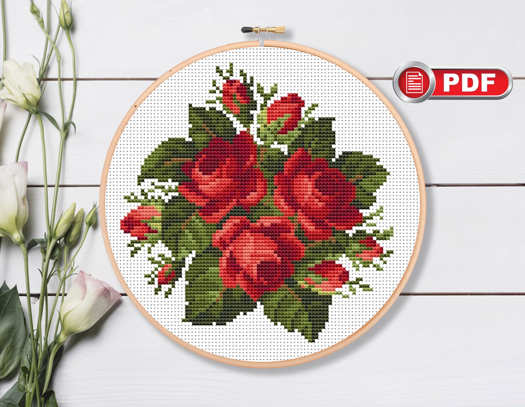 Vintage Roses Cross Stitch Pattern Bouquet Cross Stitch - Etsy