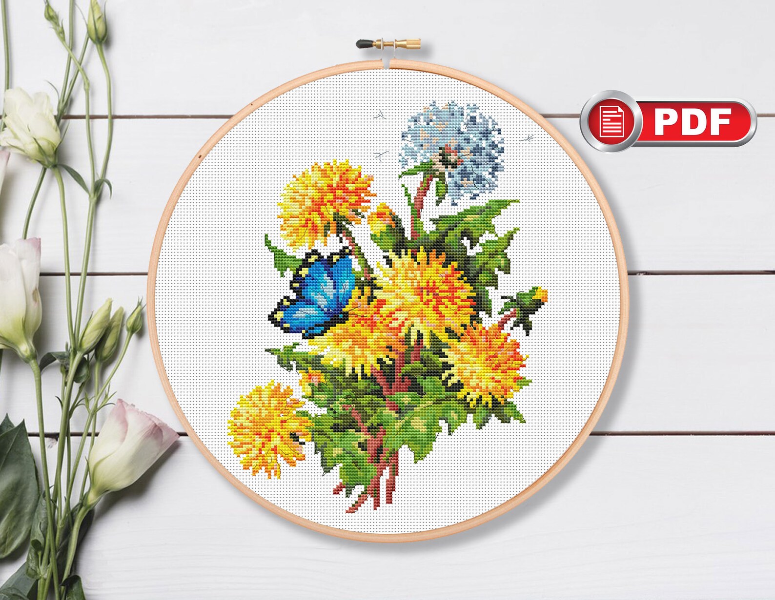 Dandelions Cross Stitch Patterns Wildflowers Cross Stitch - Etsy