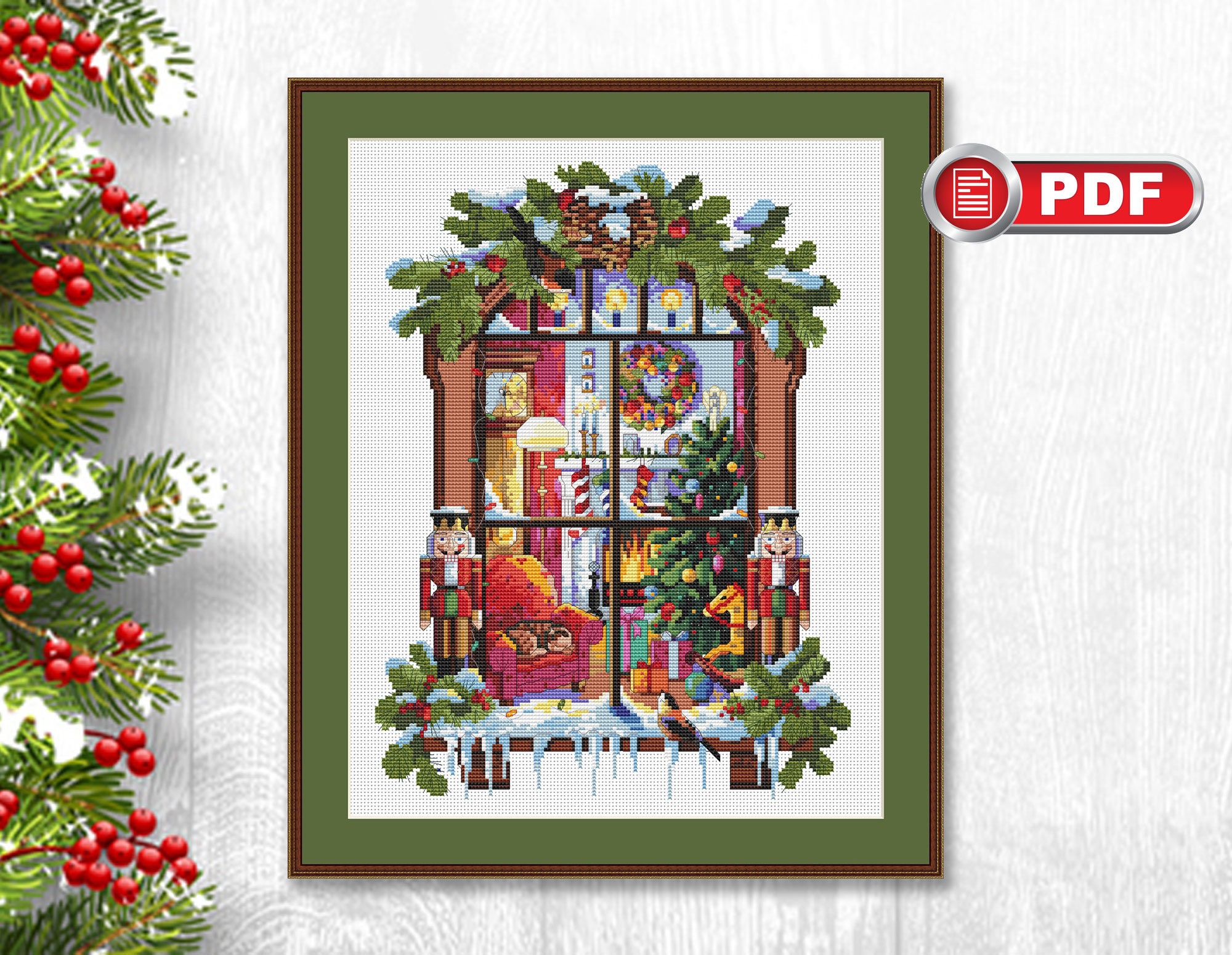 Christmas Window Cross Stitch Patterns, Winter Cross Stitch Patterns ...