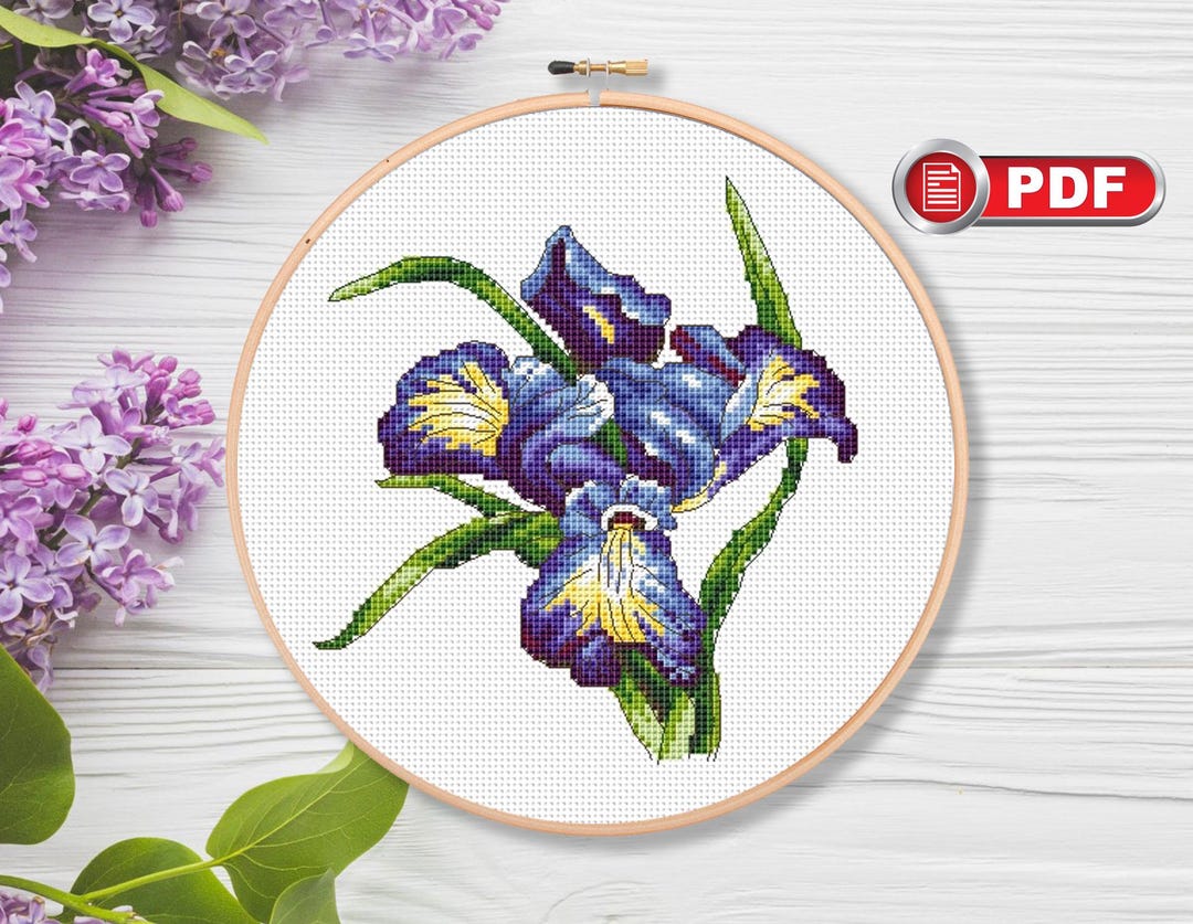 Iris Cross Stitch Pattern, Bouquet Cross Stitch Pattern, Summer Cross ...