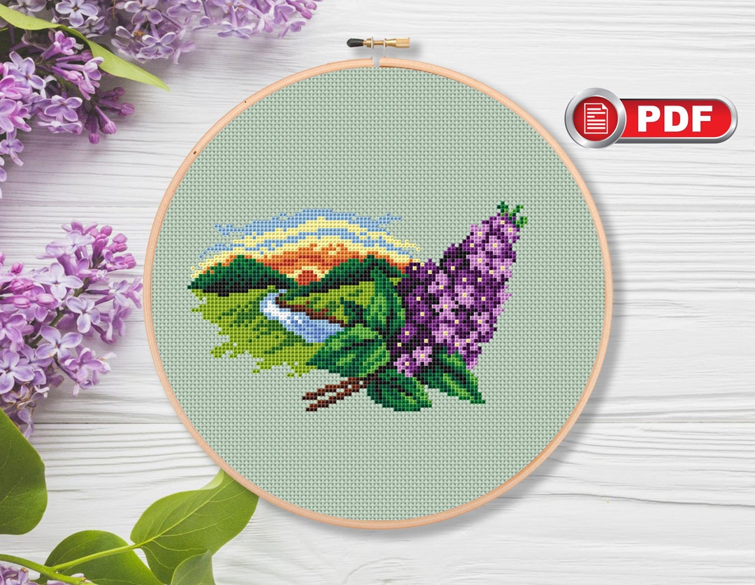 Flowers April Cross Stitch Patterns, Spring Cross Stitch Pattern ...