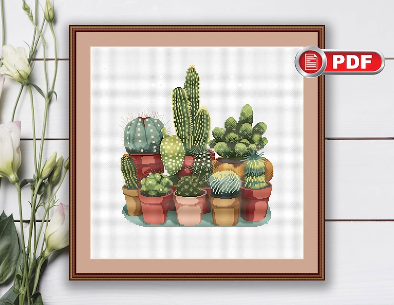 Cactus Cross Stitch Patterns, Cacti Cross Stitch Patterns, Potted ...