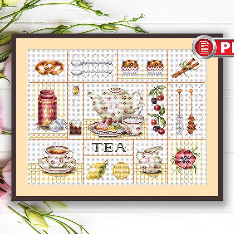 Tea Cross Stitch - Etsy