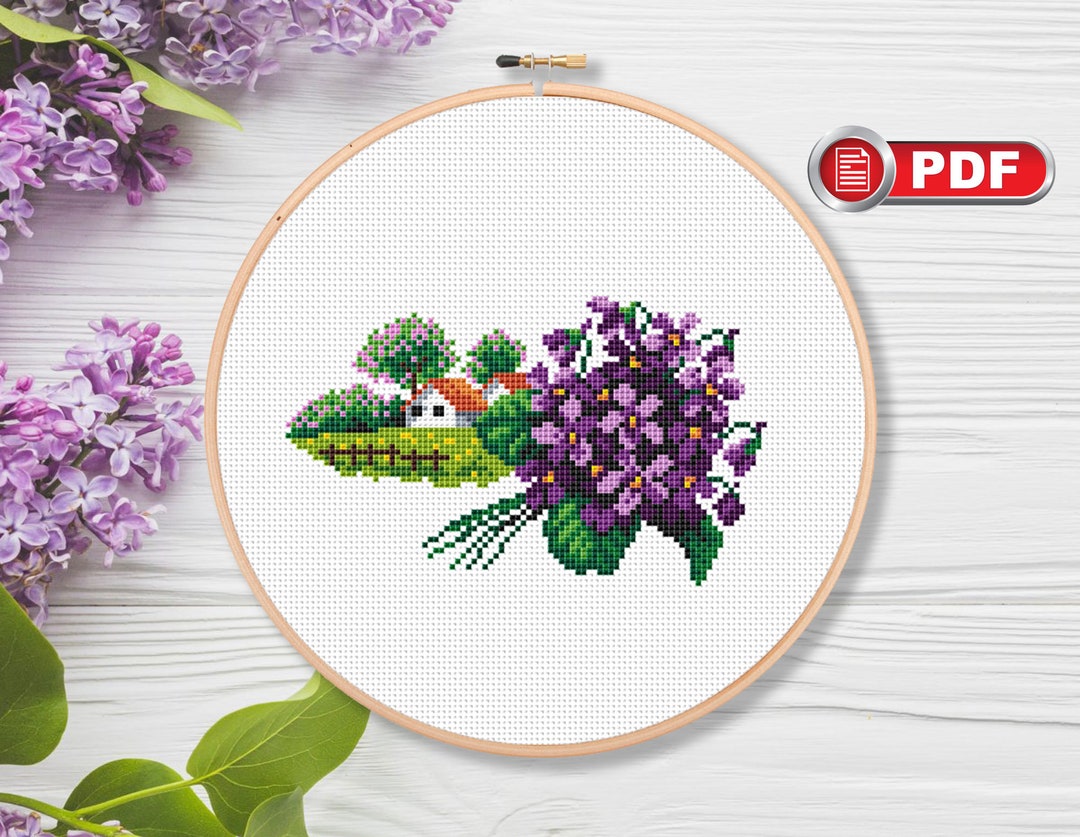 Flowers March Cross Stitch Patterns, Violets Cross Stitch Pattern ...