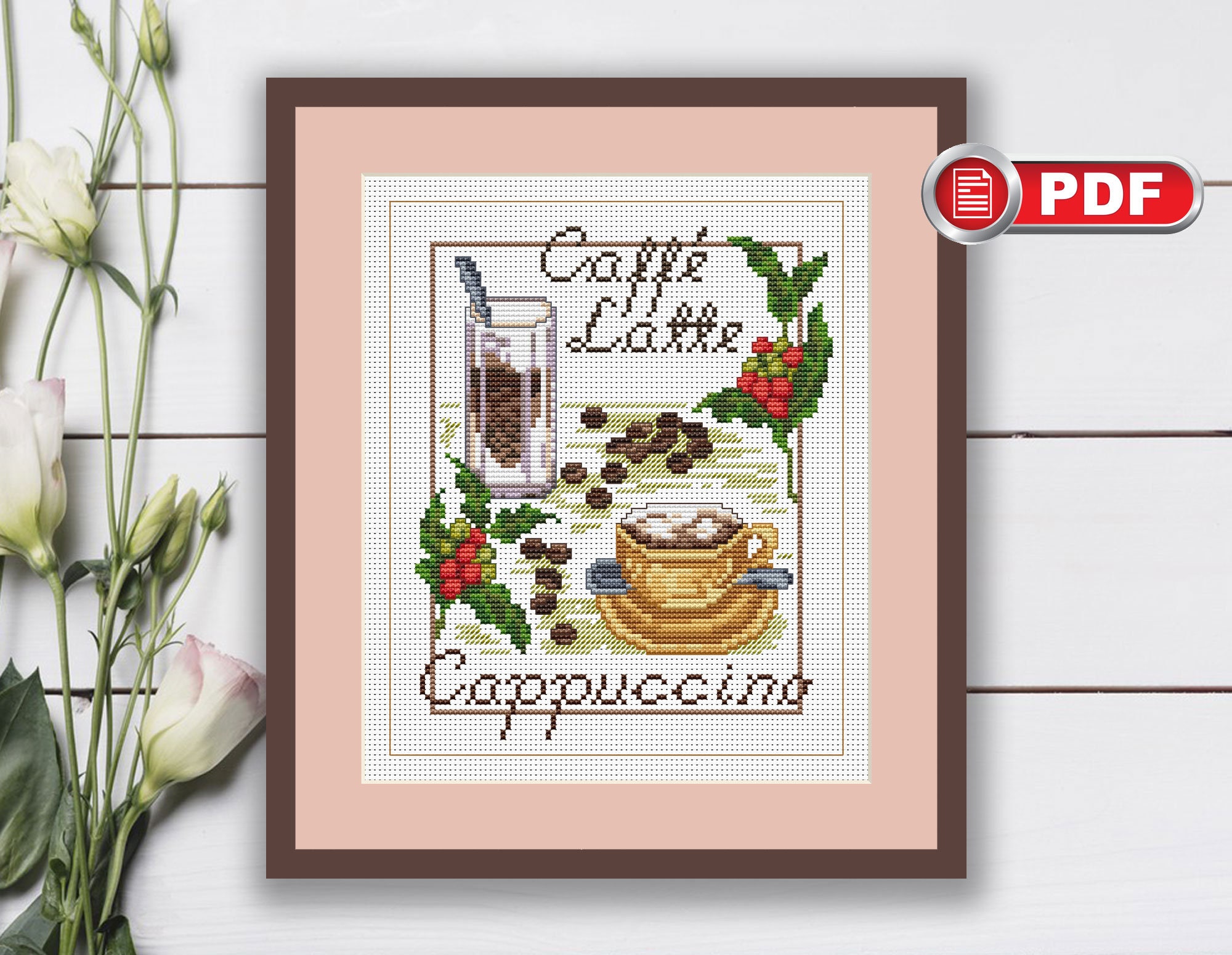 Set of 2 Coffee Cross Stitch Pattern Kitchen Cross Stitch - Etsy
