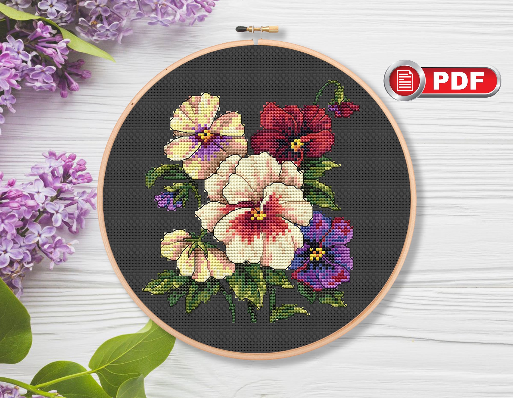 Vintage Pansies Cross Stitch Pattern Flowers Cross Stitch - Etsy