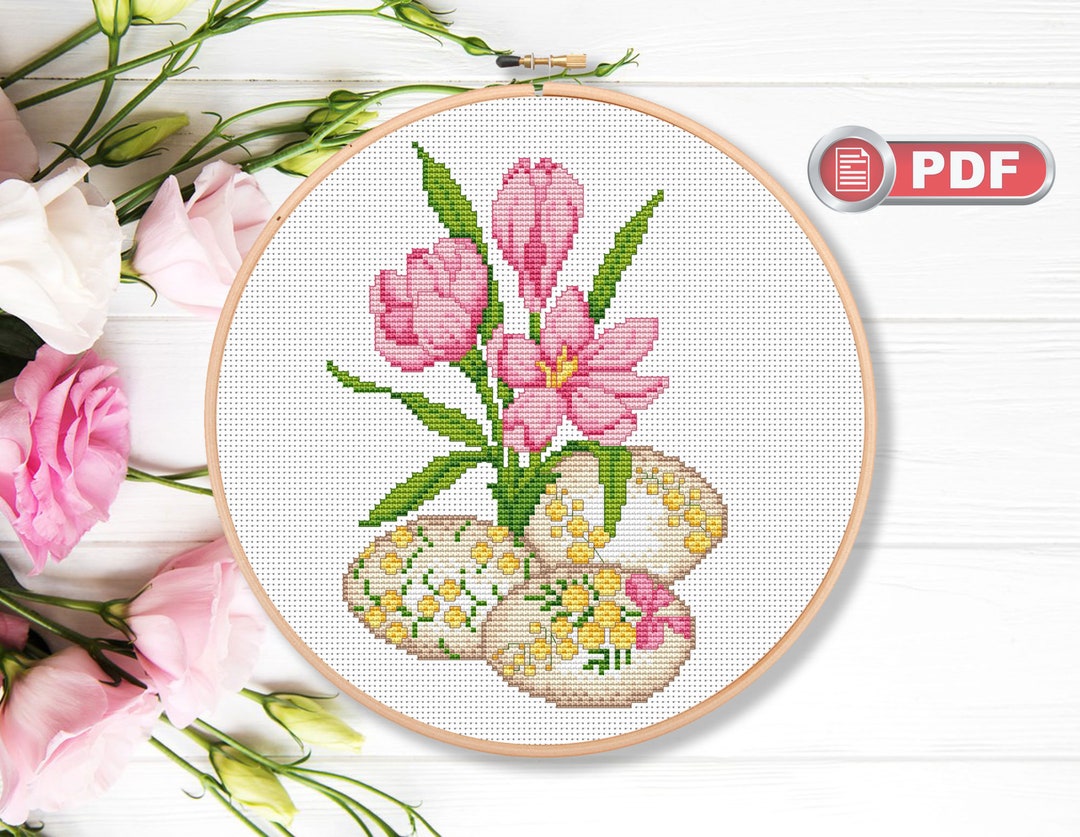 Happy Easter Cross Stitch Pattern, Easter Chick Cross Stitch, Easter ...