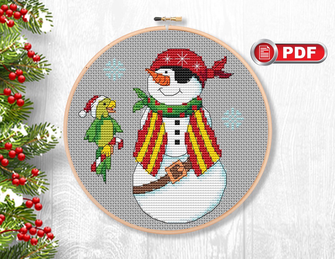 Snowman Pirate Cross Stitch Patterns, Merry Christmas Cross Stitch ...
